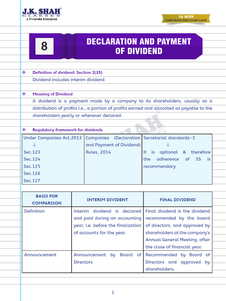 Understanding Dividend Declaration Rules | PDF | Dividend | Business