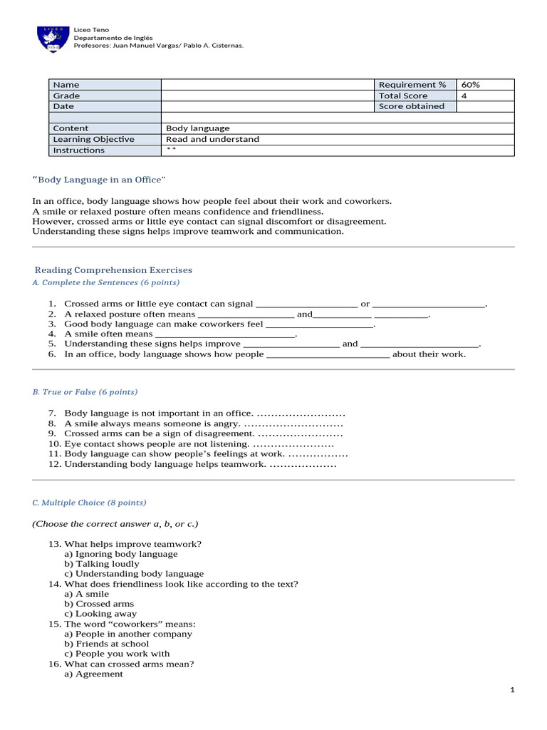 Body Language, 2 | PDF | Body Language | Psychological Concepts
