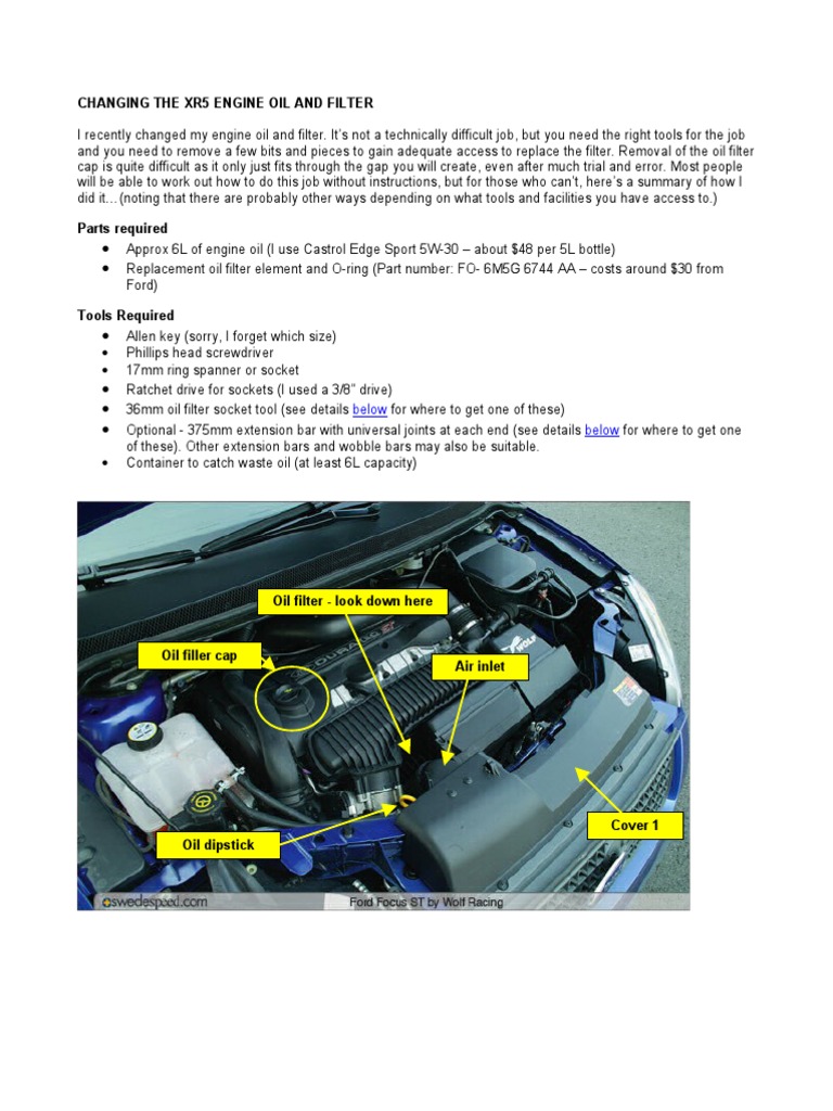 Xr5 Oil Change Instructions | PDF | Screw | Machines