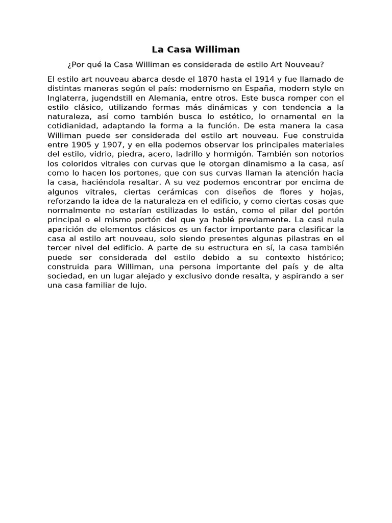 La Casa Williman - Historia Del Arte 2 | PDF