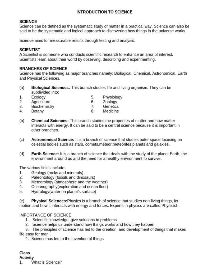 Yr 7 - Introduction To Science | PDF | Science | Scientific Method