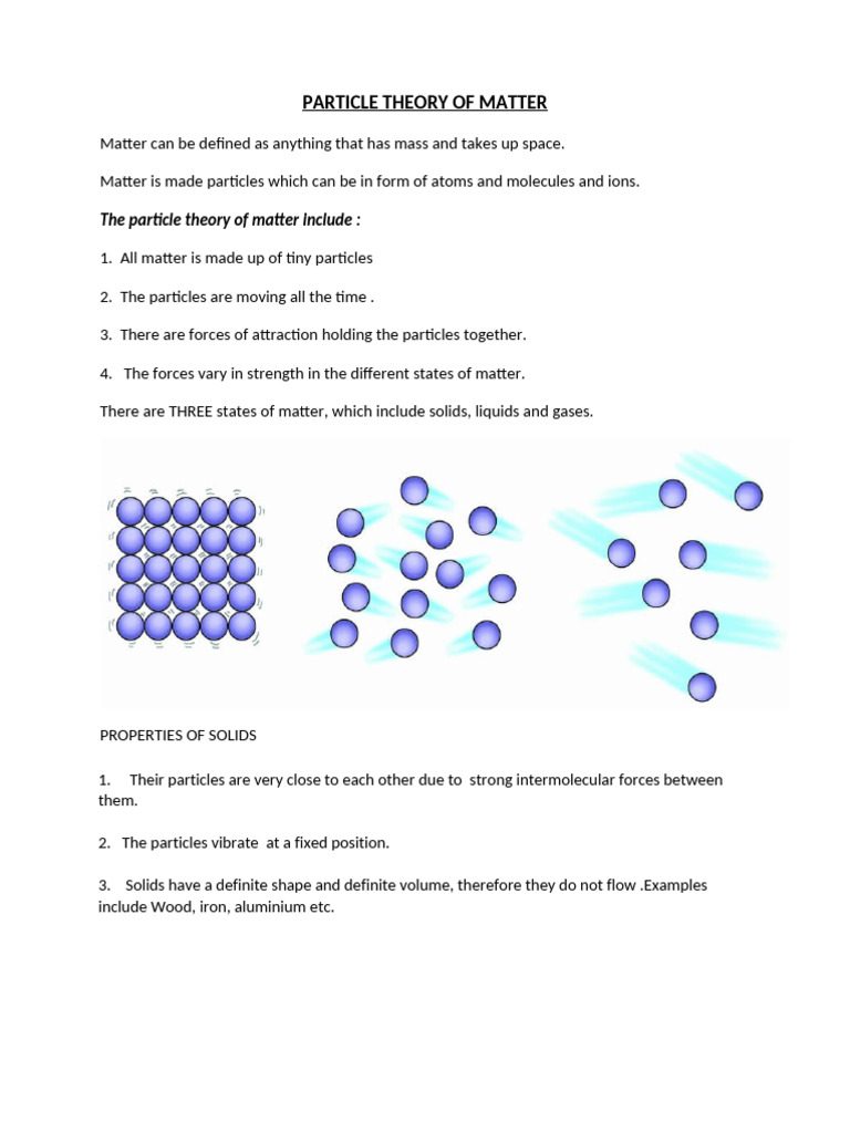 Yr 7 - Particle Theory of Matter | PDF