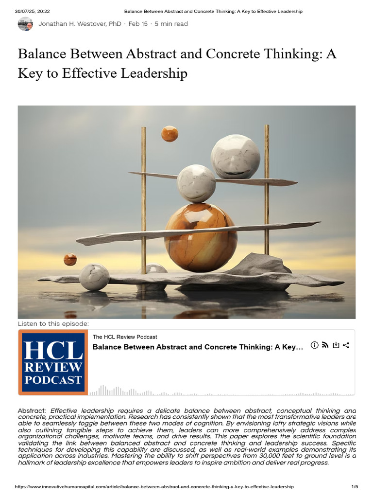 Leadership: Balancing Abstract & Concrete Thinking | PDF | Leadership ...