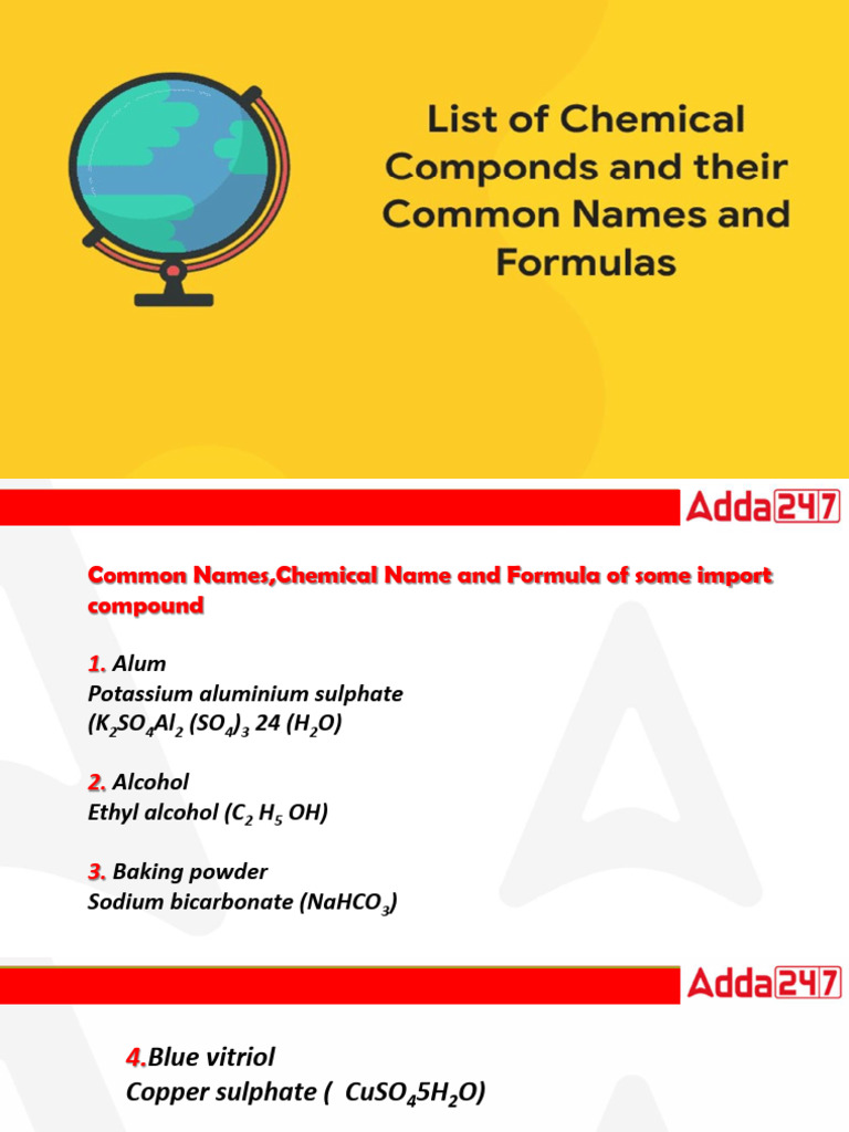 Chemistry-4 (Compund, Common Name & Chemical Name) - 325230 | PDF ...