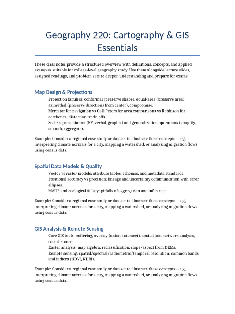 College Geography Class Notes Expanded 3 | PDF | Geographic Information ...
