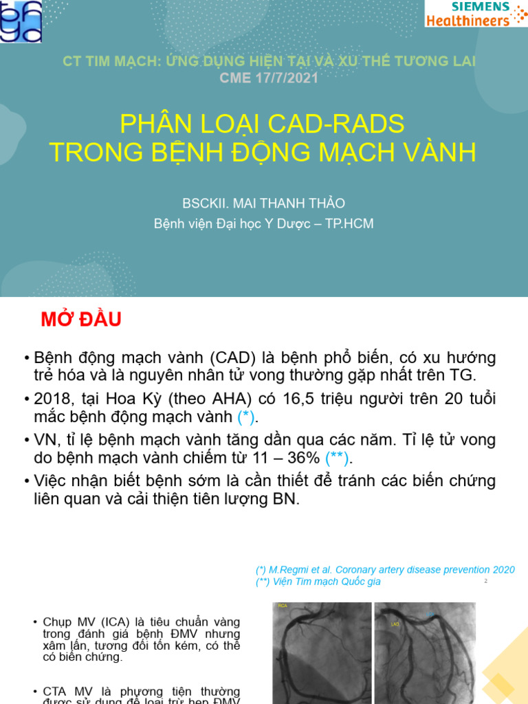 Phan Loai Cad Rads Trong Benh Dong Mach Vanh Bs Thanh Thao | PDF