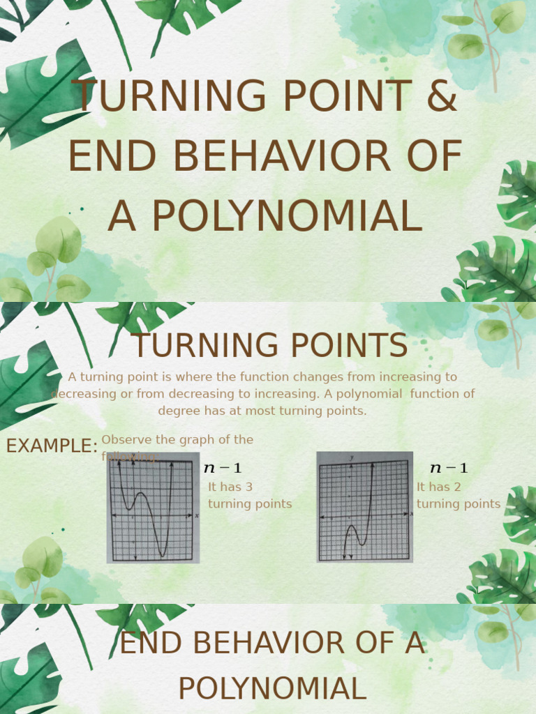 Day 4 Turning Points End of Behavior of A Graph | PDF | Polynomial ...