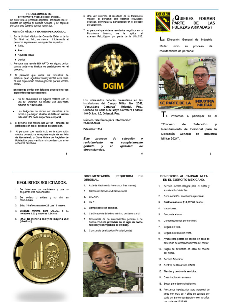 Triptico Requisitos Reclutamiento 2024 | PDF