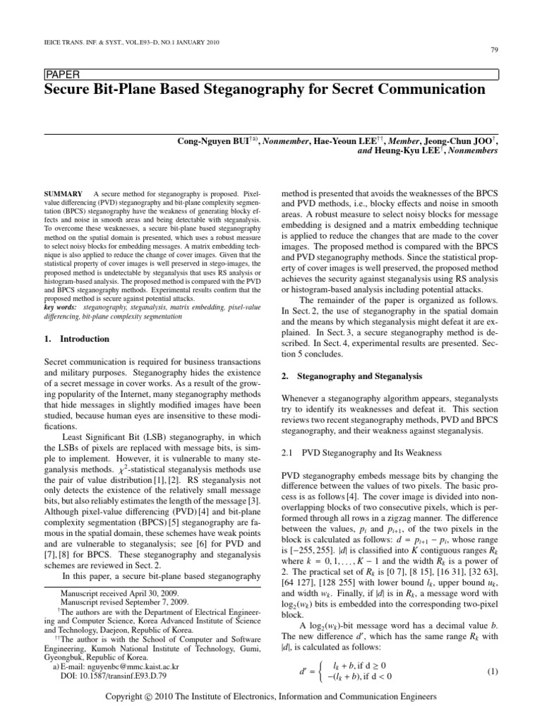 IEICE (Lee and Bui in 2010) | PDF | Image Segmentation | Military ...