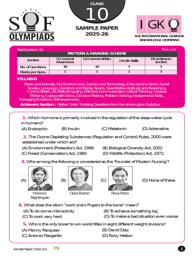 Igko Sample Paper Class-10 2025-26 | PDF | Psychology | Psychological Concepts