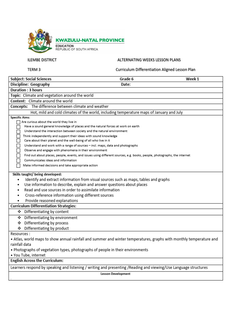 Grade 6 Social Sciences Lesson Plans | PDF | Desert | Curriculum