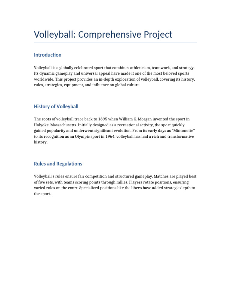 Volleyball Comprehensive Project | PDF