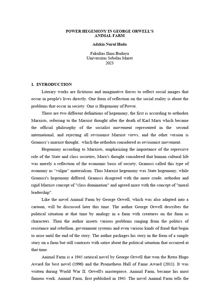 Adzkia - Power Hegemony On George Orwell Animal Farm 2 | PDF | Marxism ...