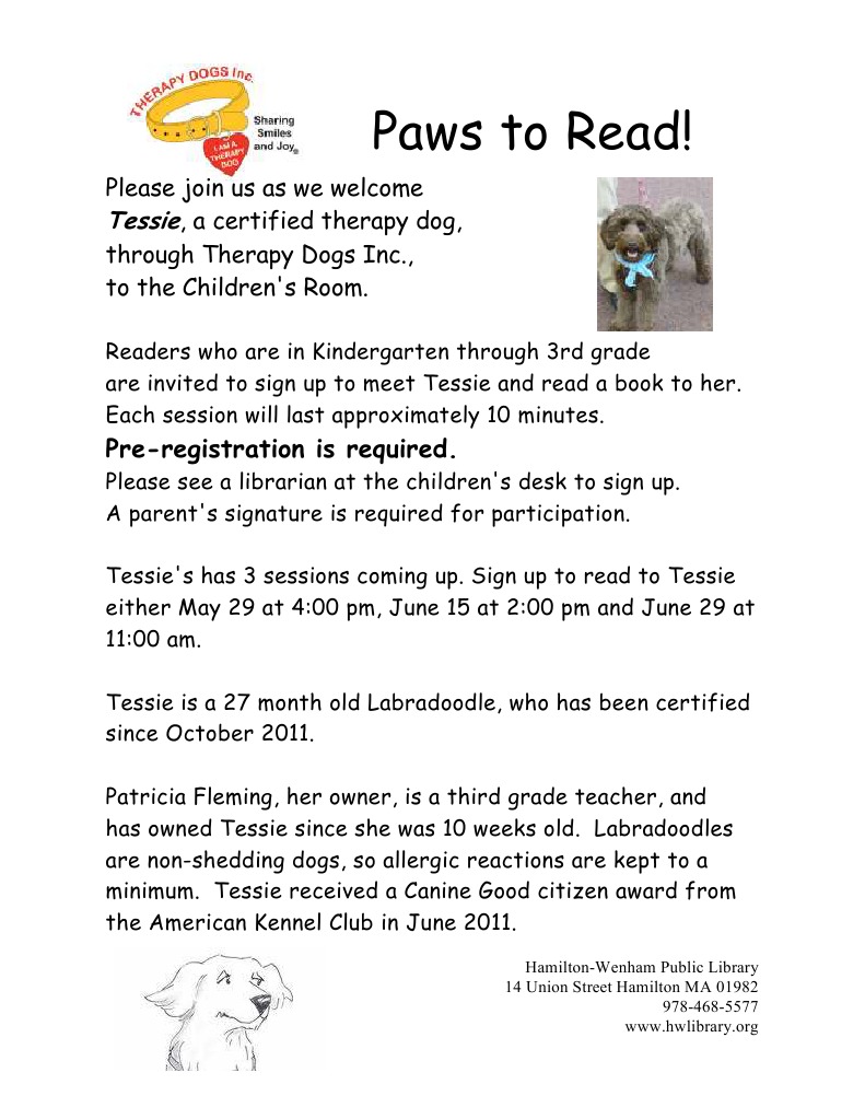 Read to Therapy Dog Tessie at Library | PDF | Wellness