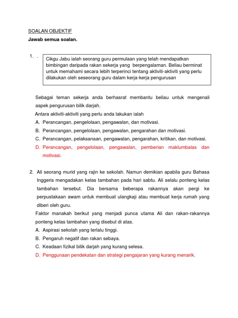 Soalan Objektif | PDF | Karier & Perkembangan | Pengembangan Diri
