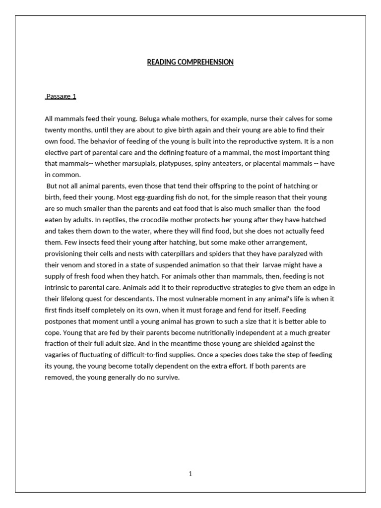Reading Comprehension Practice Set | PDF | Unemployment | Mammals
