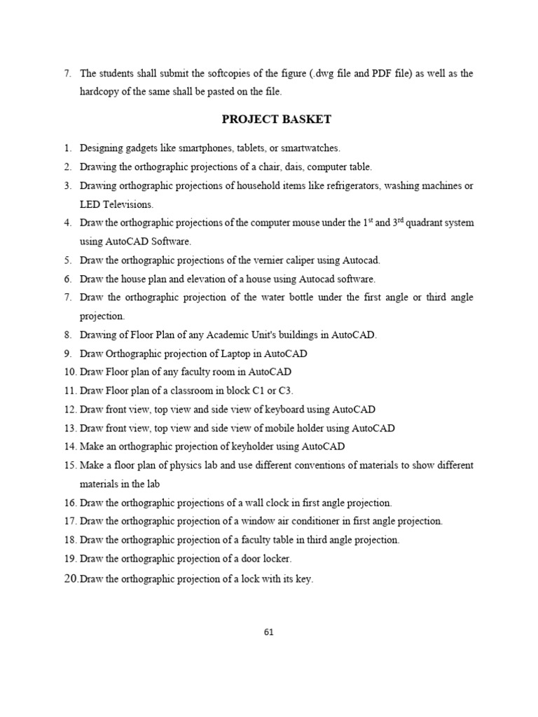 AutoCAD Orthographic Projection Projects | PDF