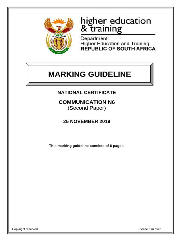n200 - Communication n6 p2 Memo Nov 2019 | PDF | Decision Making ...