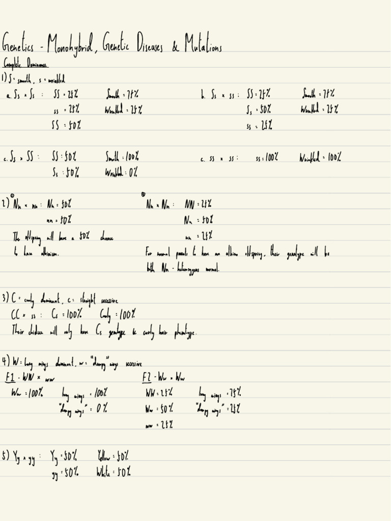 Monohybrid Practice Problems | PDF | Dominance (Genetics) | Mutagenesis