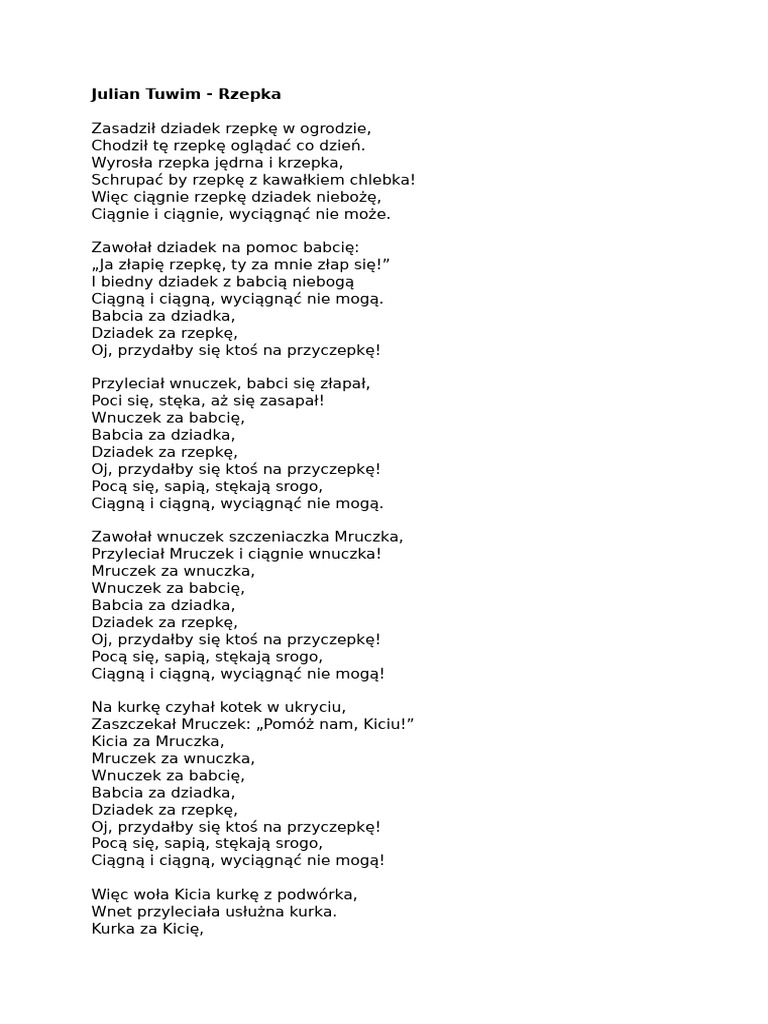 Julian Tuwim - Rzepka | PDF