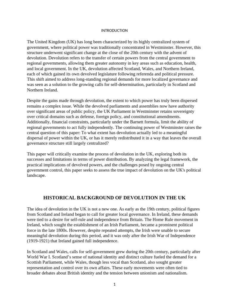 Devolution in the Uk (1) | PDF | Cost Of Living | Devolution
