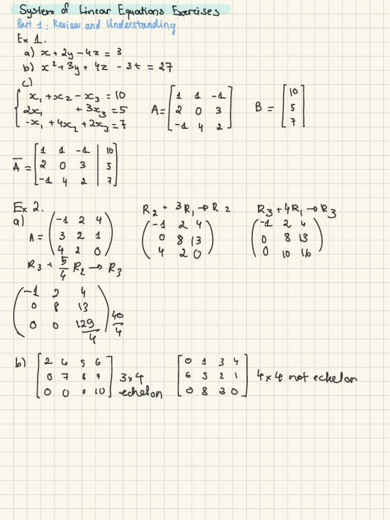 Linear Equations Exercises Part 1 | PDF