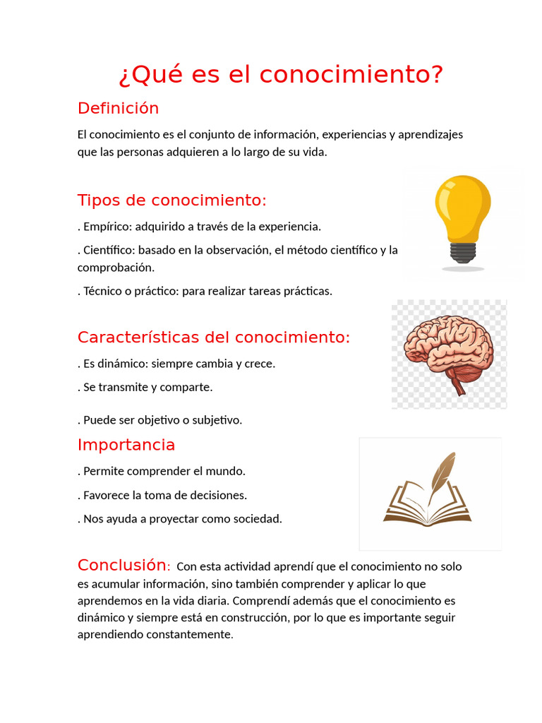 Definición y tipos de conocimiento | PDF