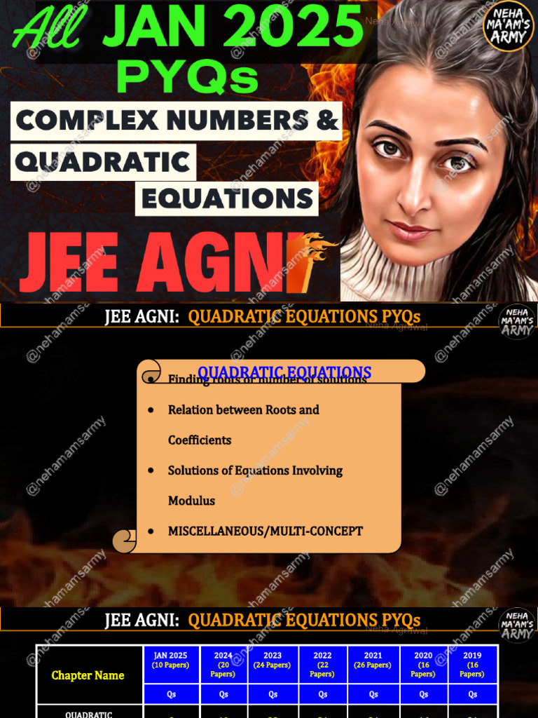 JEE Mains JAN 2025 PYQs_ Quadratic Equations & Complex Numbers | PDF ...