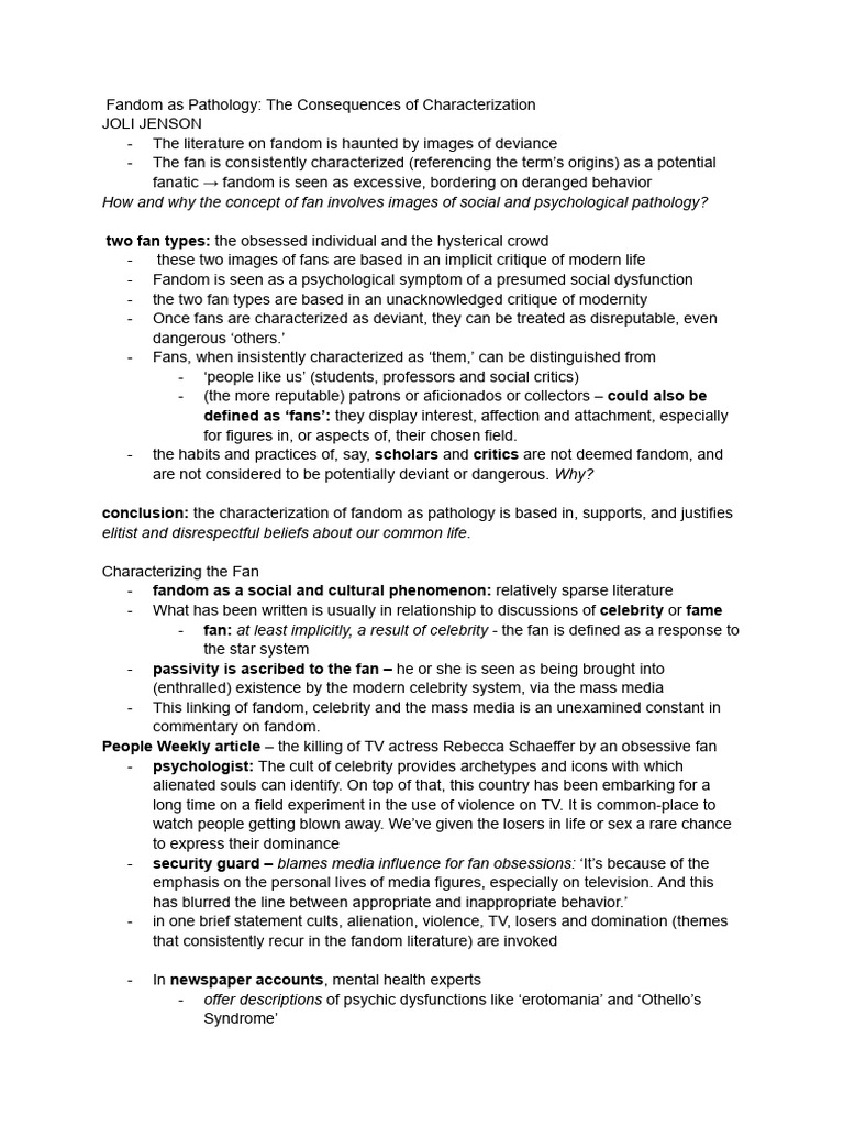 Fandom as Social Pathology Explained | PDF | Fan (Person) | Deviance ...