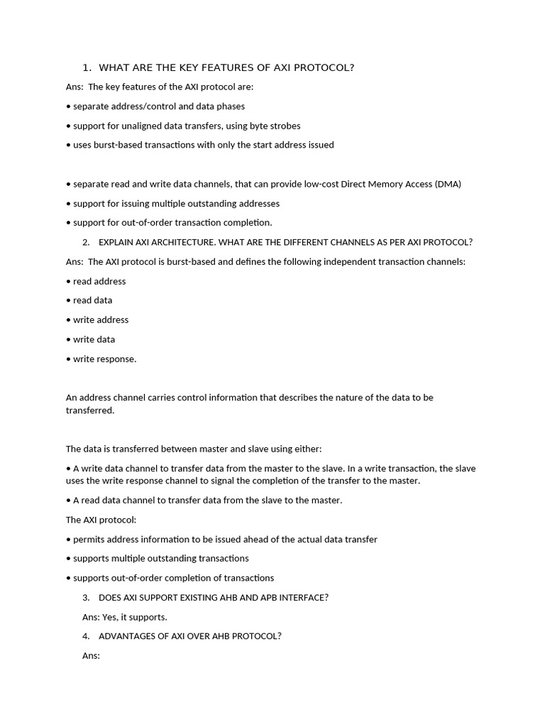 AXI Protocol Interview Questions | PDF | Computer Science | Information ...