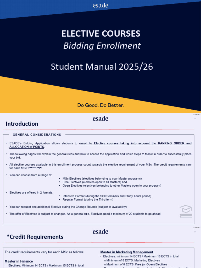 2025-26 - Electives Enrollment Manual | PDF | Master Of Science