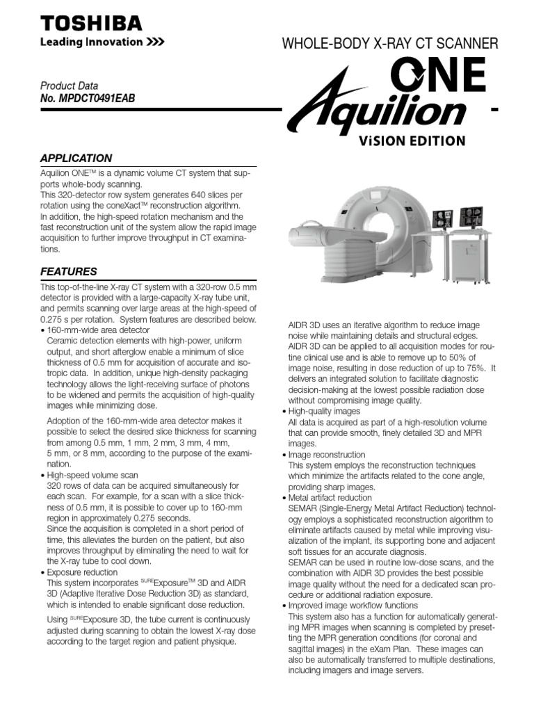 Mpdct0491eab - Aquilion One Vision Tsx-301c-3 | PDF | Ct Scan | Heart