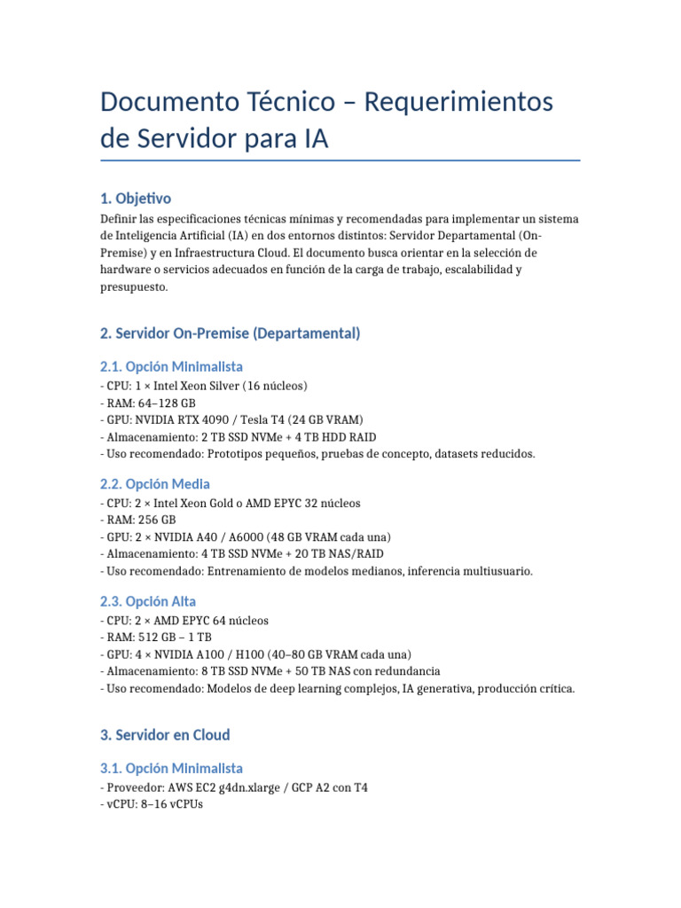 Requerimientos Servidores IA | PDF | Memoria de acceso aleatorio ...