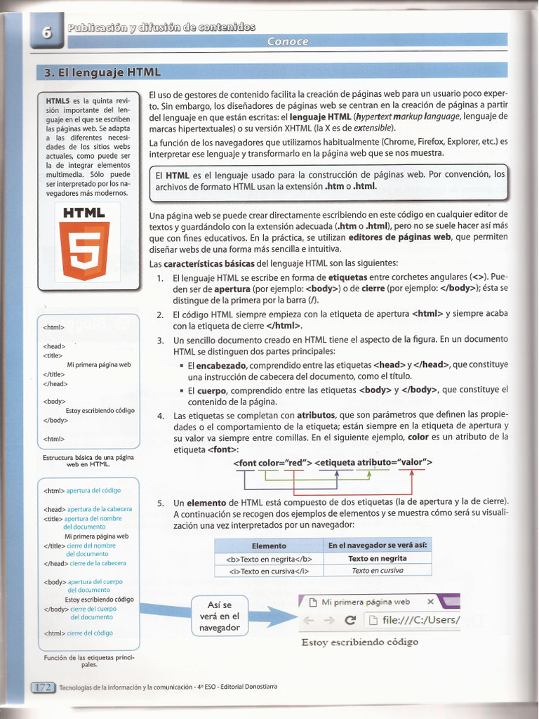 El Lenguaje HTML Resumen Muy Practico Del Libro de Texto de Mis Clases ...