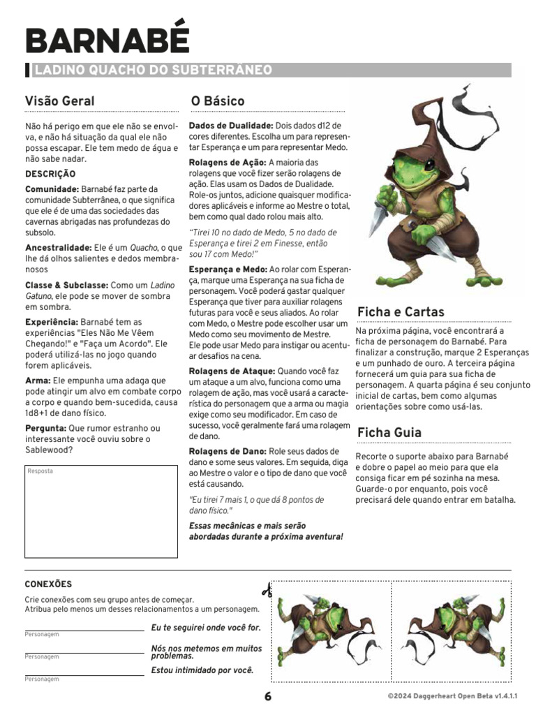 Ficha de Personagem: Barnabé, Ladino Quacho | PDF | Vida | Física