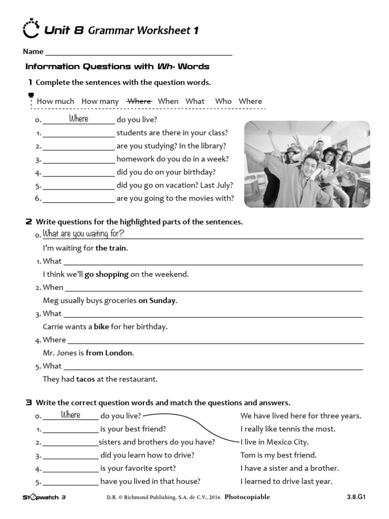 Stopwatch 3 Unit 8 Grammar 1 (3.8.G1) | PDF