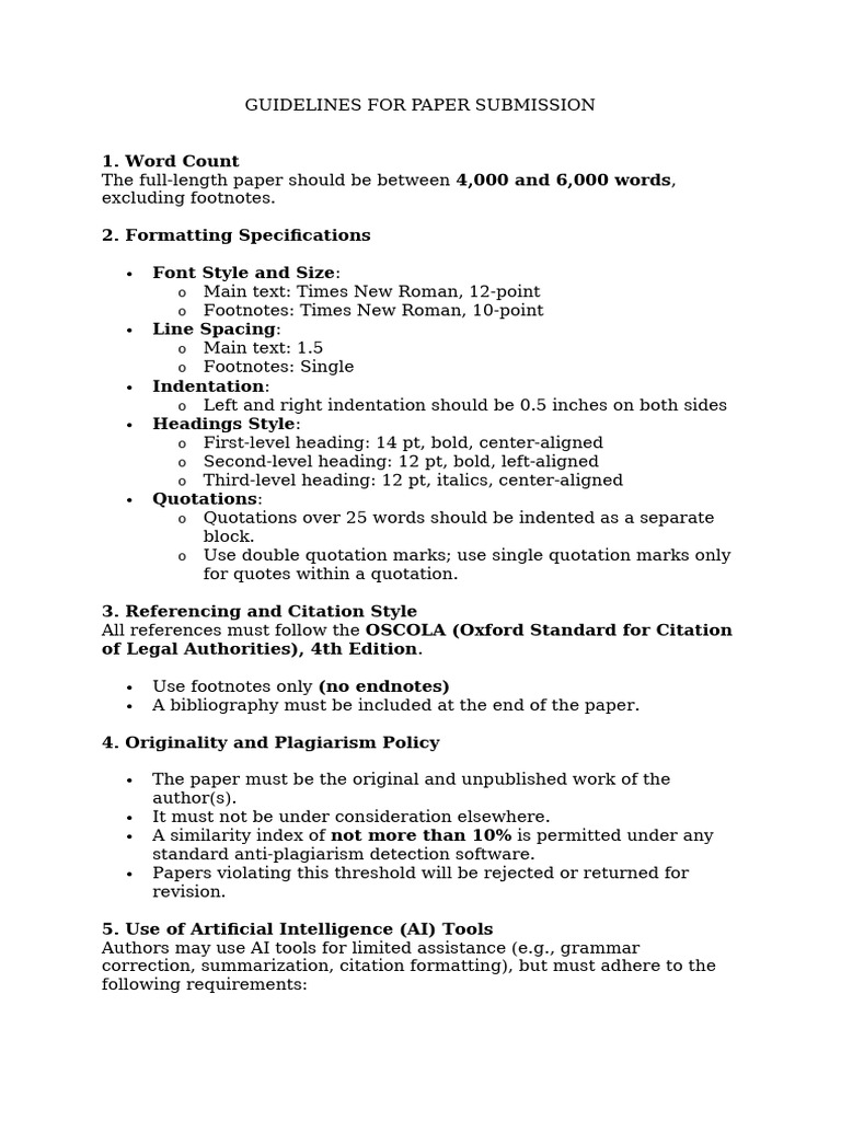 Guidelines For Paper Submission | PDF | Citation | Note (Typography)