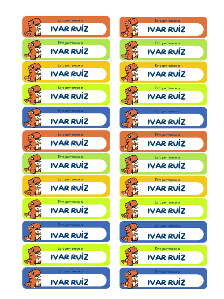 Etiquetas Escolares Ilustradas Azul y Amarillo | PDF