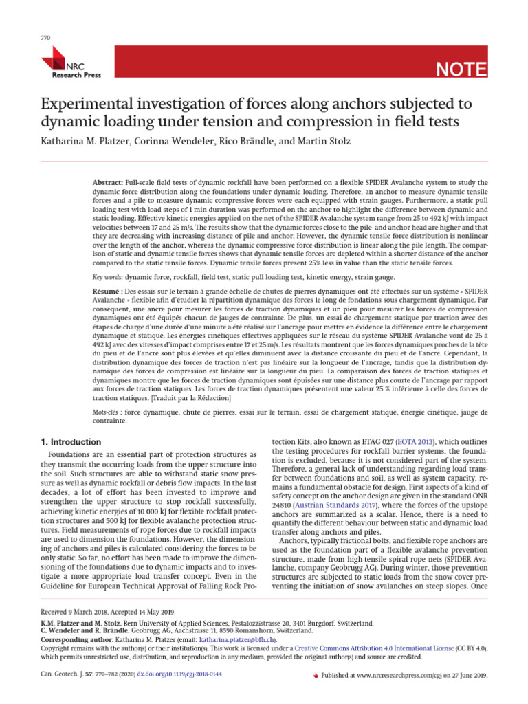 Forces Along Anchors Dynamic Loading Tension Compression 2019 | PDF ...