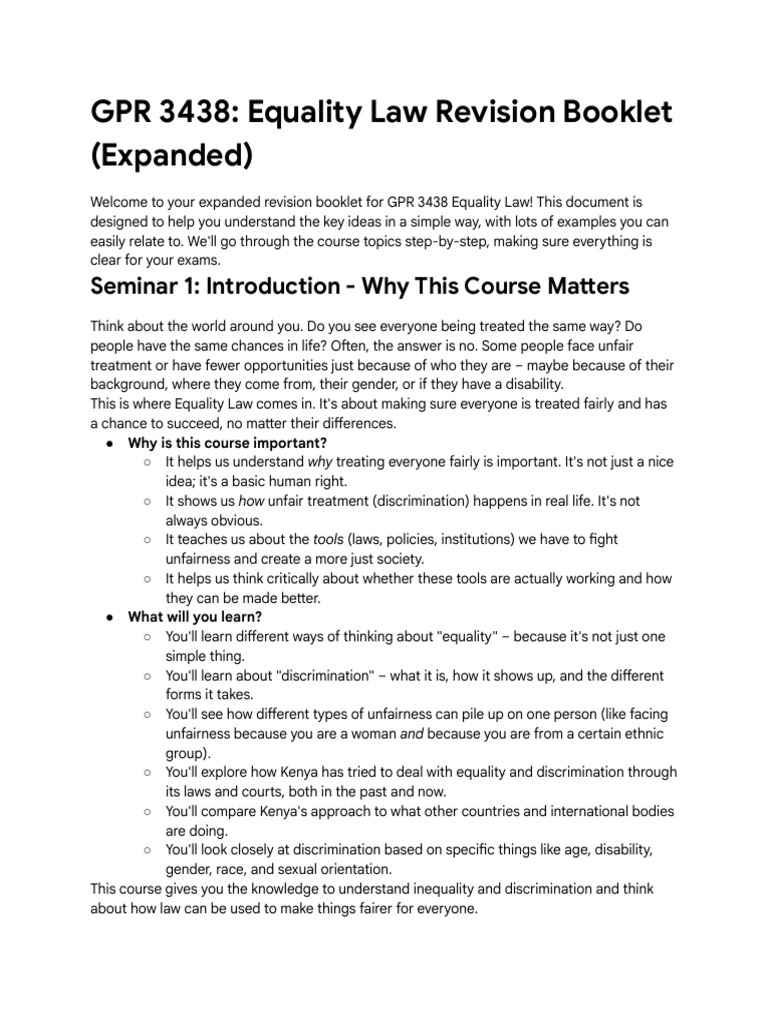 Simple Equality Law Revision Booklet | PDF | Cost Of Living | Equal ...
