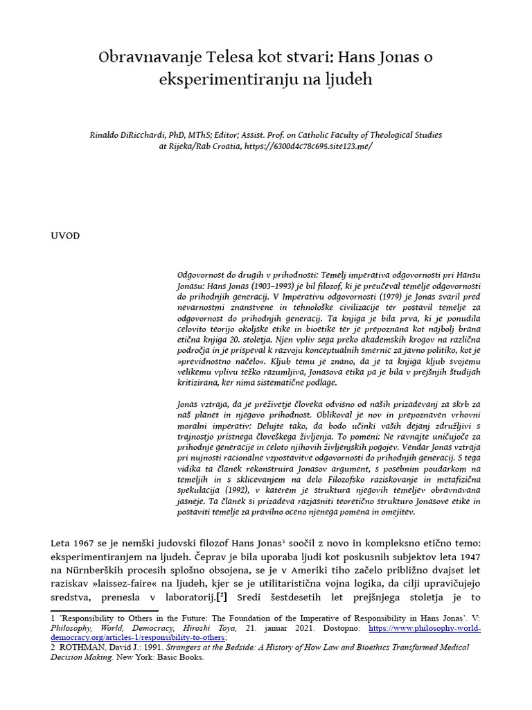 Obravnavanje Telesa Kot Stvari | PDF