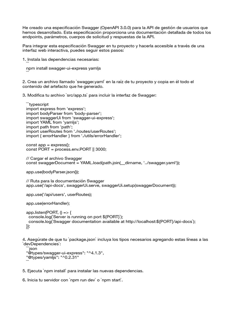 Especificación Swagger para API de Usuarios | PDF | Desarrollo de ...
