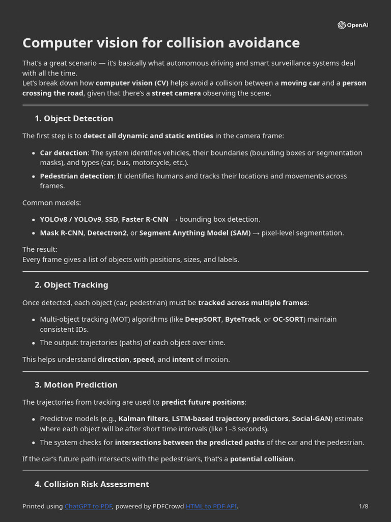 Computer Vision For Collision Avoidance | PDF | Computer Vision | Image Segmentation