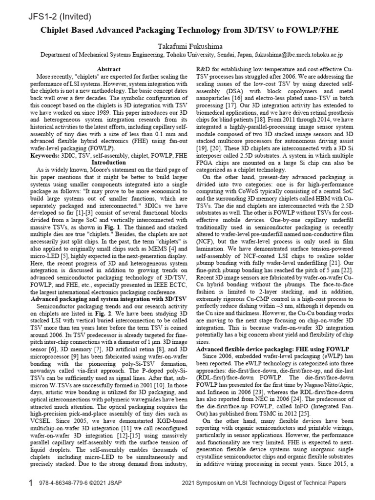 Chiplet-Based Advanced Packaging Technology From 3DTSV To FOWLPFHE ...