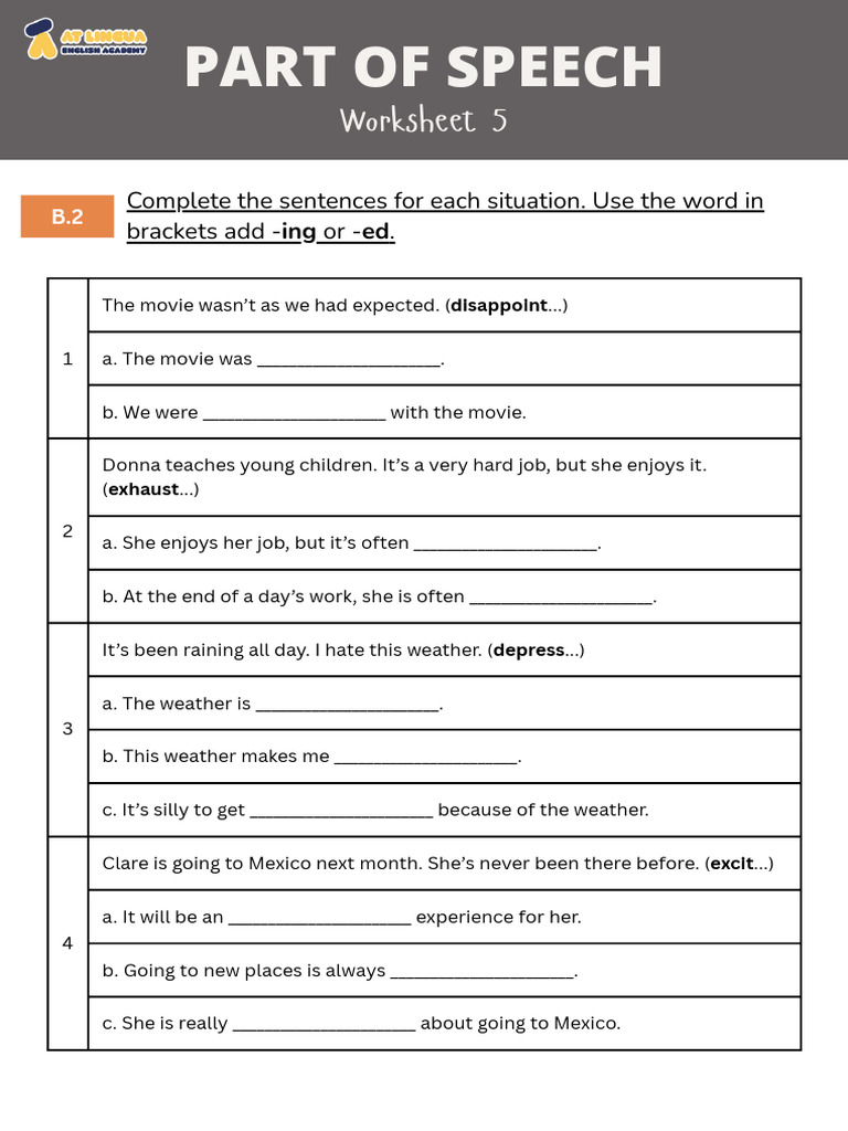 Walker Level - Part of Speech (Adjective Ends With Ing and Ed) | PDF