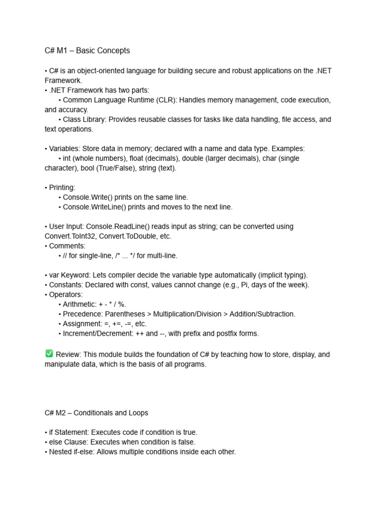 C# Reviewer | PDF | Parameter (Computer Programming) | C Sharp (Programming Language)
