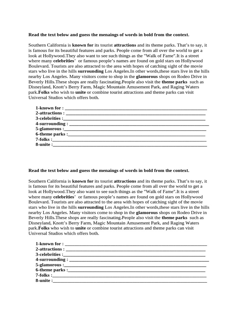 Guessing Meaning Pop Quiz 2 | PDF | Amusement Park | Entertainment