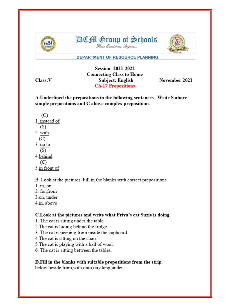 Resource 20211128172722 English V Ch-17 Prepositions Answer Key ...
