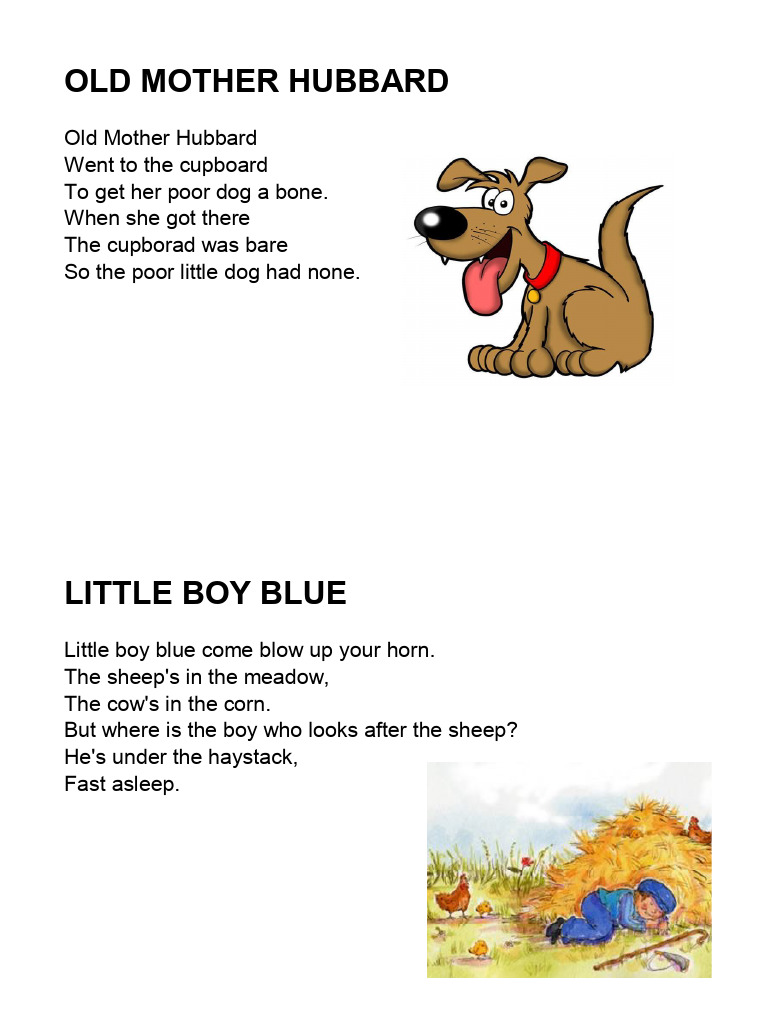 Nursery Rhymes Songs Fingerplays Printable Cards-11-20 | PDF