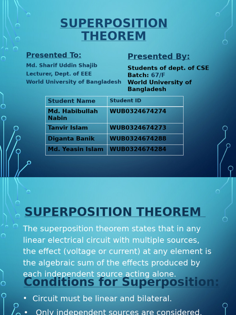 Superposition Theorem Presentation Final Slide Pptx Pdf